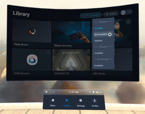 Installing apps on the headset